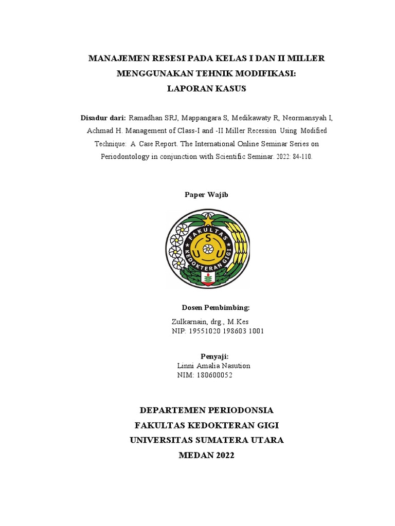 Manajemen Resesi Kelas I dan II Miller | PDF