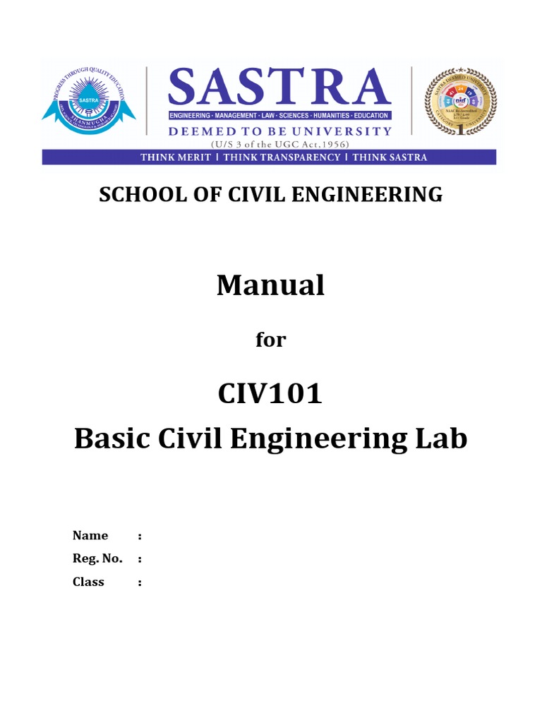 Civ101 Bce Lab Manual 5thoct | PDF | Valve