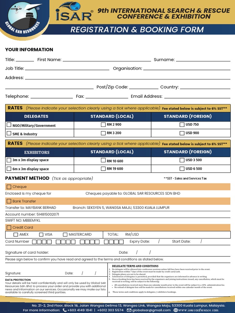 Registration Form ISAR 2023 Latest | PDF | Cheque | Credit Card