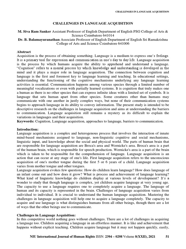 Challenges in Language Acquisition | PDF