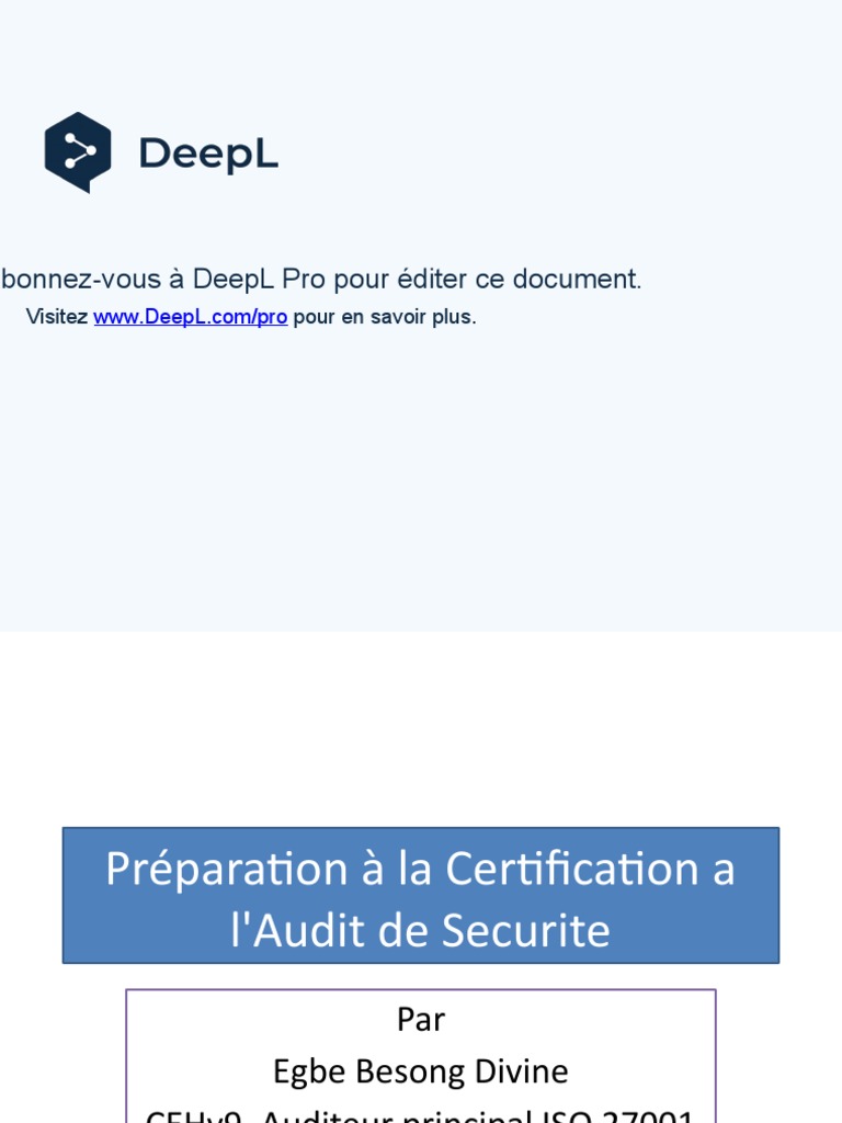 Preparation A La Certification A L'audit de Securite FR | PDF | Sécurité des systèmes d ...