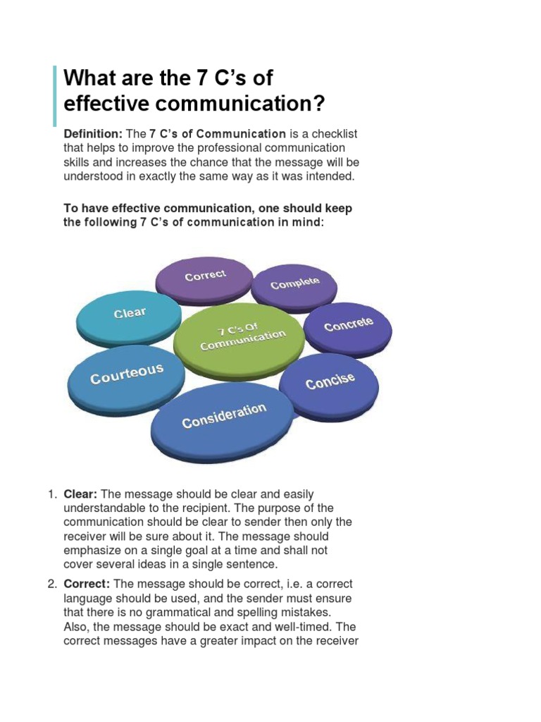 7 C's of Effective Communication Guide | PDF