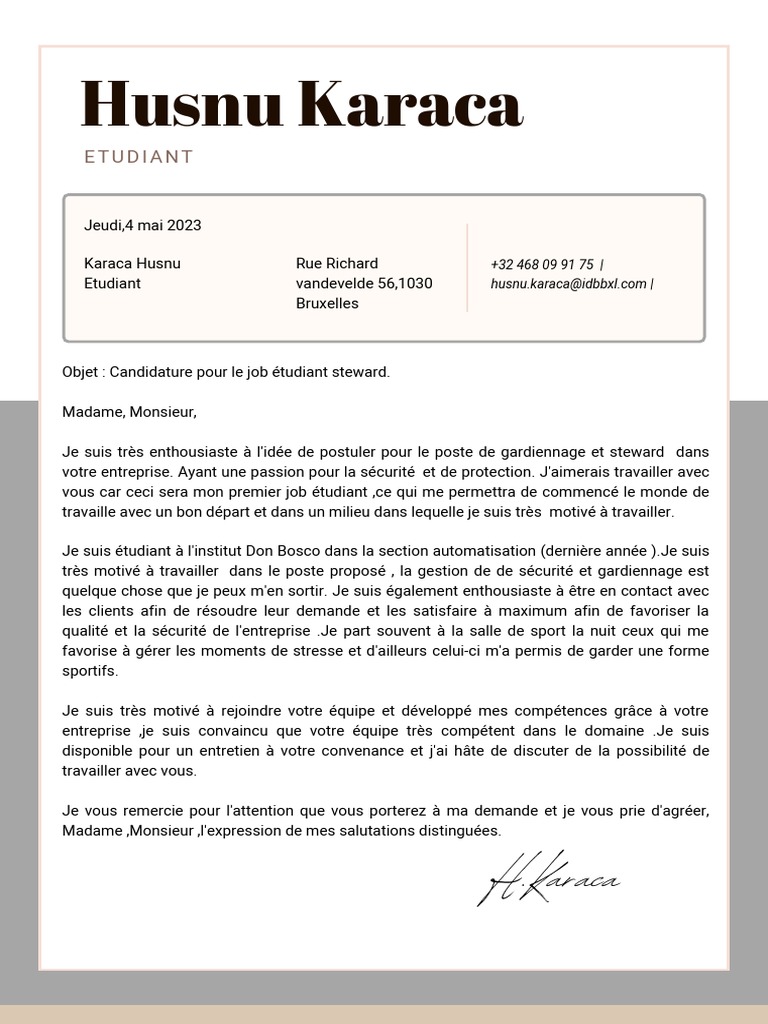 Lettre de Motivation Sécurité | PDF