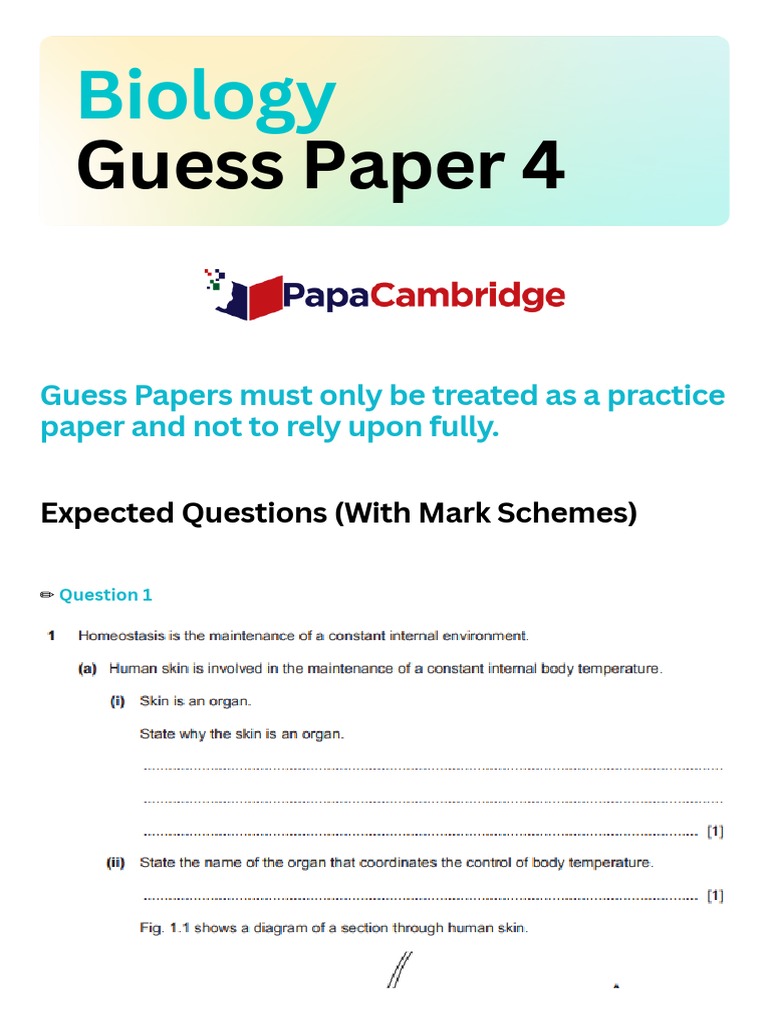 IGCSE 0610 Biology Paper 4 | PDF