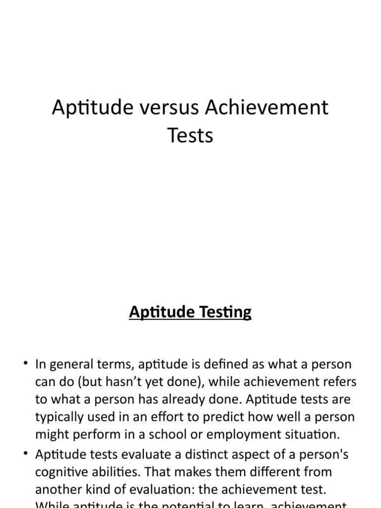 Aptitude Versus Achievement Tests | PDF | Sat | Act (Test)
