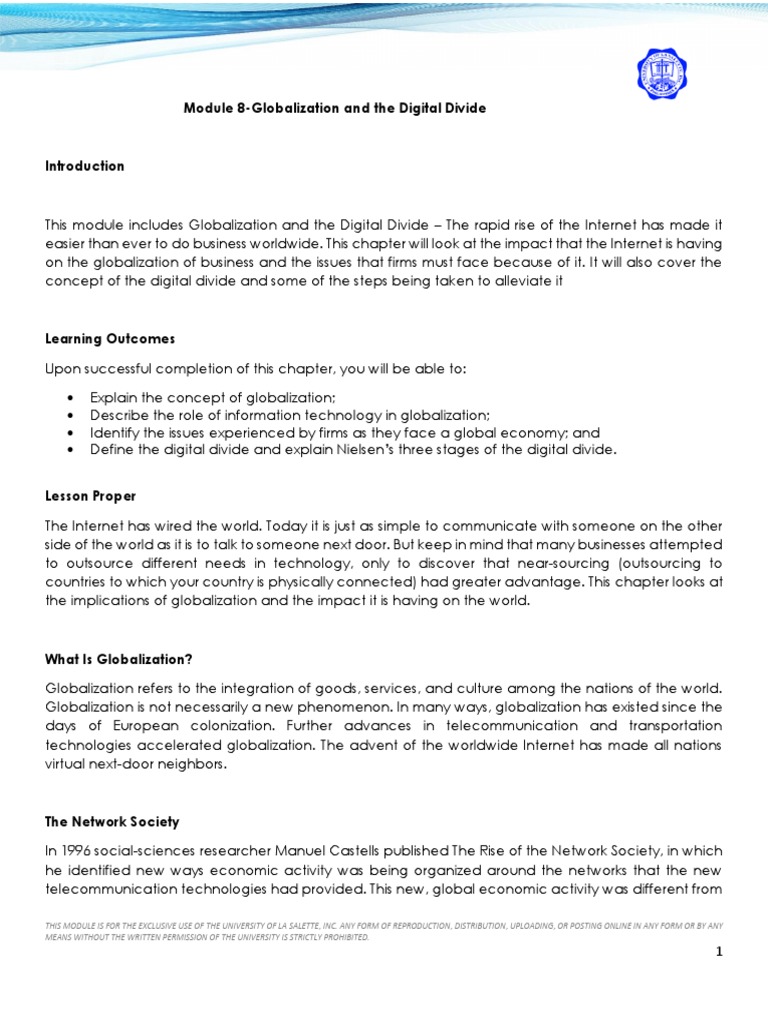 Module 8 Globalization and The Digital Divide | PDF | Globalization ...