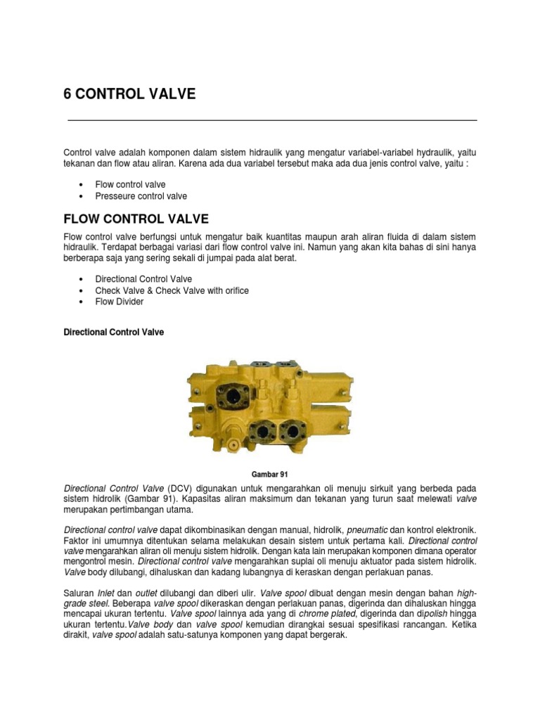 Jenis dan Fungsi Control Valve Hidrolik | PDF