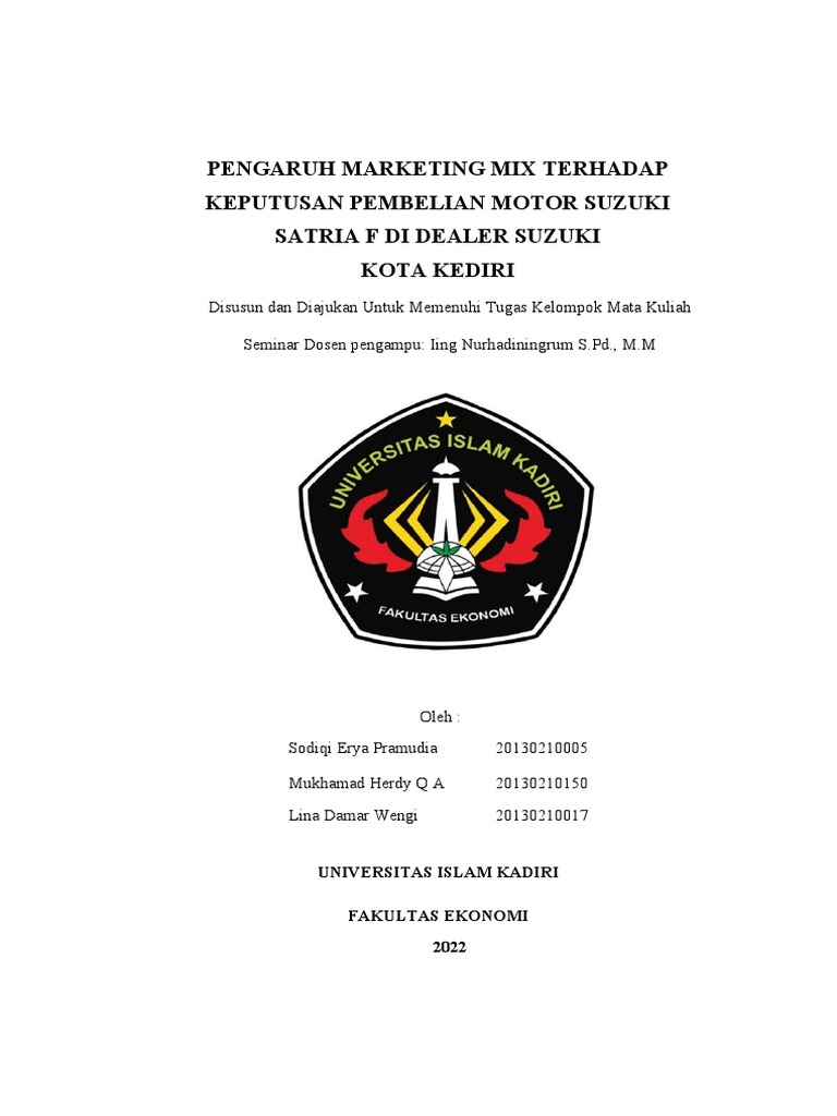 Pengaruh Marketing Mix pada Pembelian Suzuki Satria F | PDF