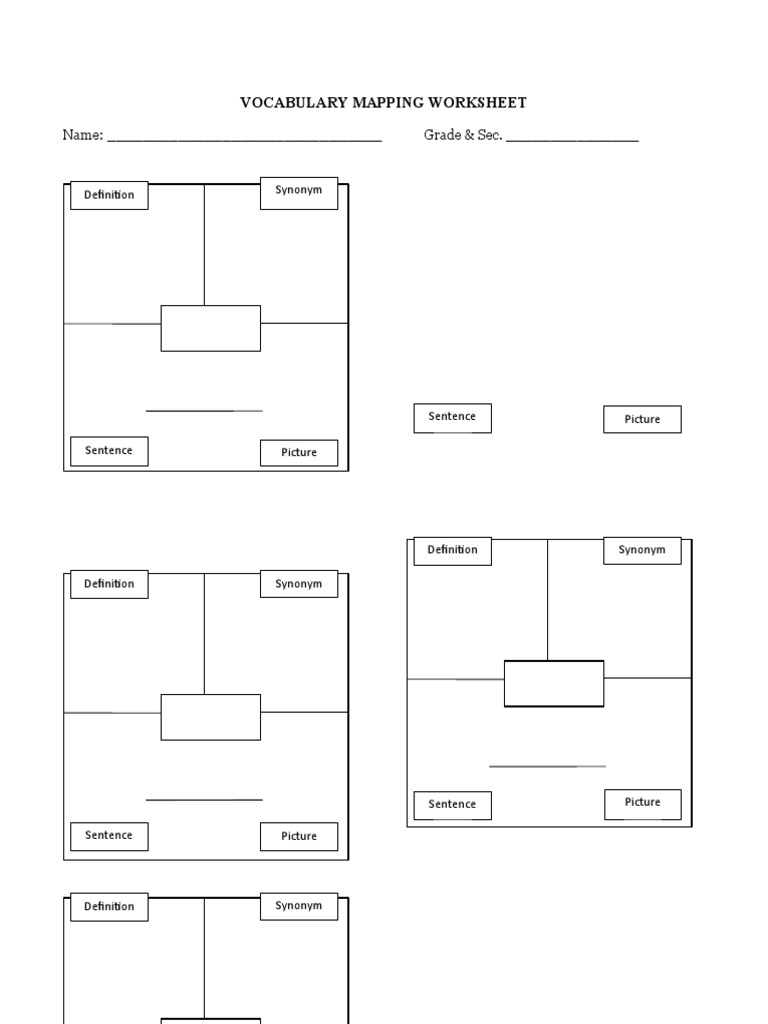 Vocabulary Mapping Worksheet | PDF