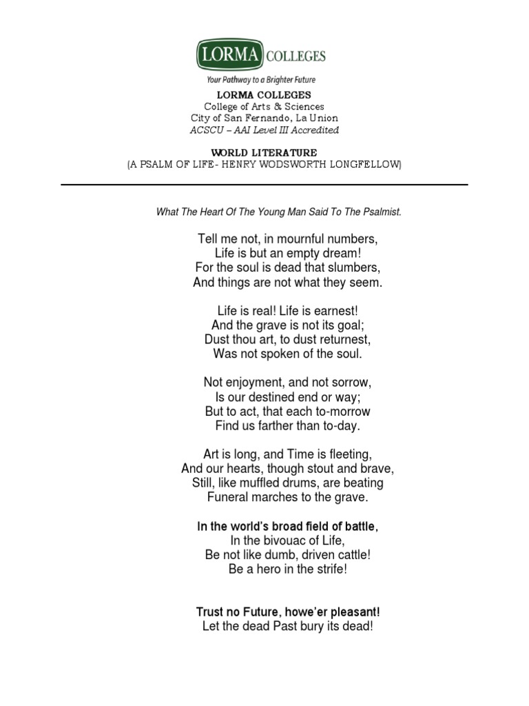 A Psalm of Life | PDF