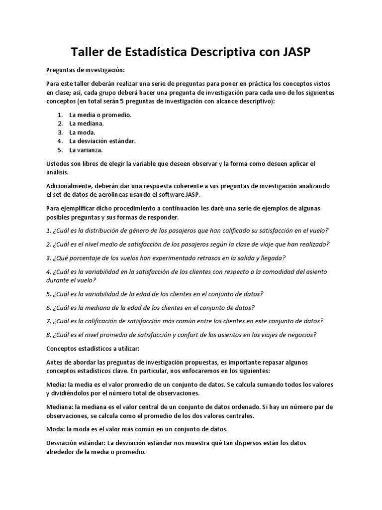 Taller de Estadística Descriptiva Con JASP | PDF