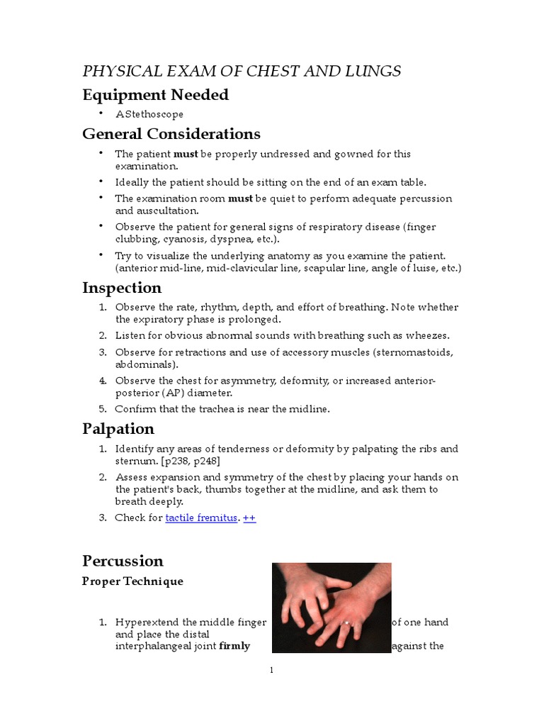 Physical Exam of Chest and Lungs | PDF