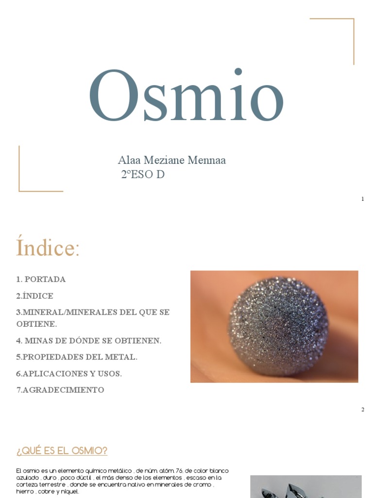 Usos y propiedades del osmio | PDF