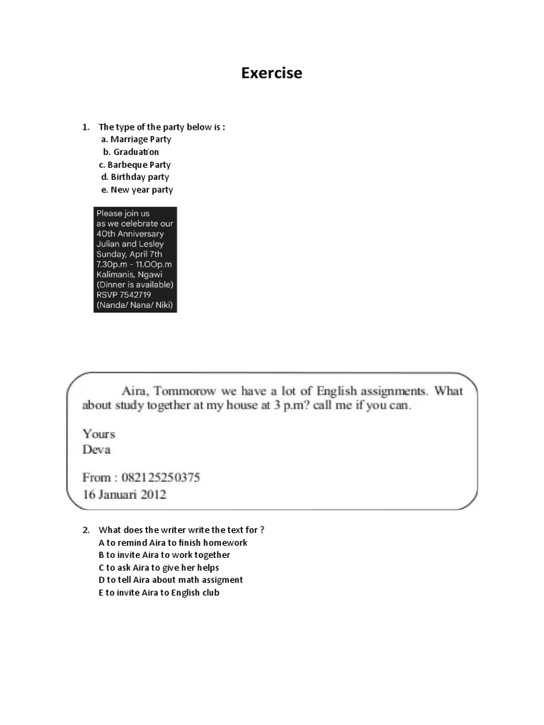 Invitation Letter Practice Questions Rill Cuyy ?? | PDF