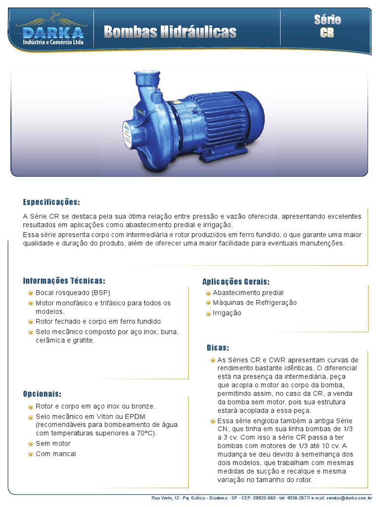 Ficha Bomba Darka - CR | PDF | Bomba | Motores
