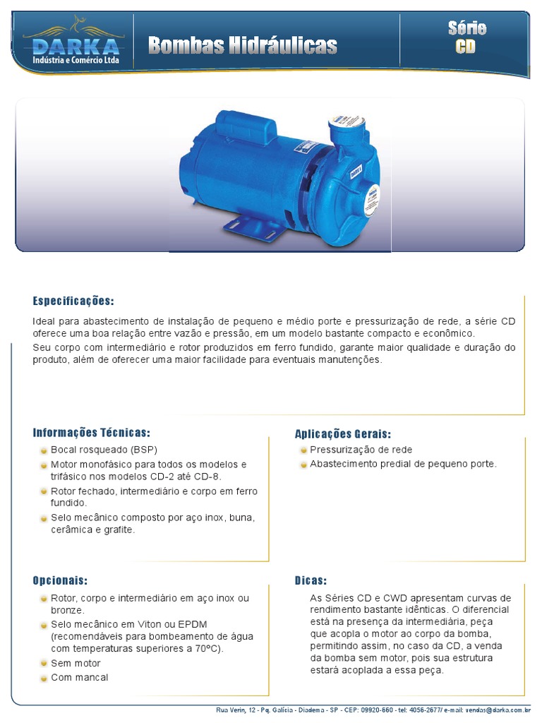 Catálogo de Bombas Hidráulicas Darka | PDF