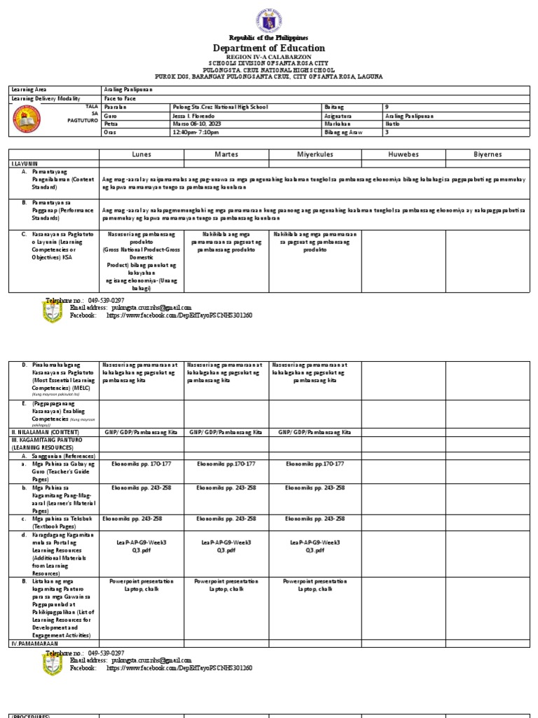 Daily Lesson Exemplar AP Q3 W4 | PDF