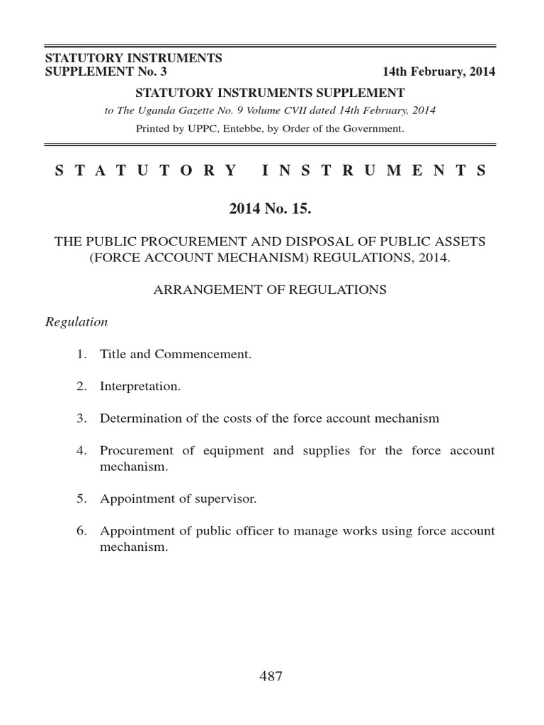 Force Account Mechanism Regulations | PDF | Procurement | Government