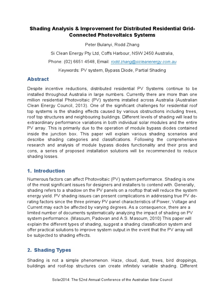 Shading Analysis and Improvement For Dis | PDF | Photovoltaics ...