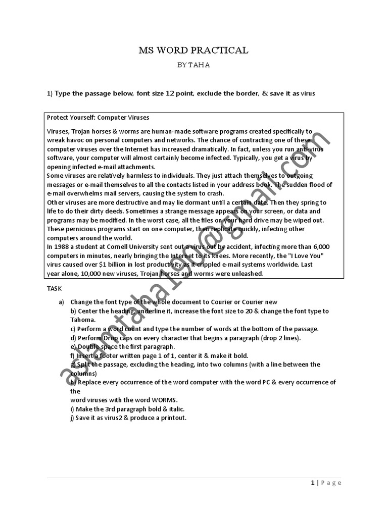microsoft word test 1 | PDF
