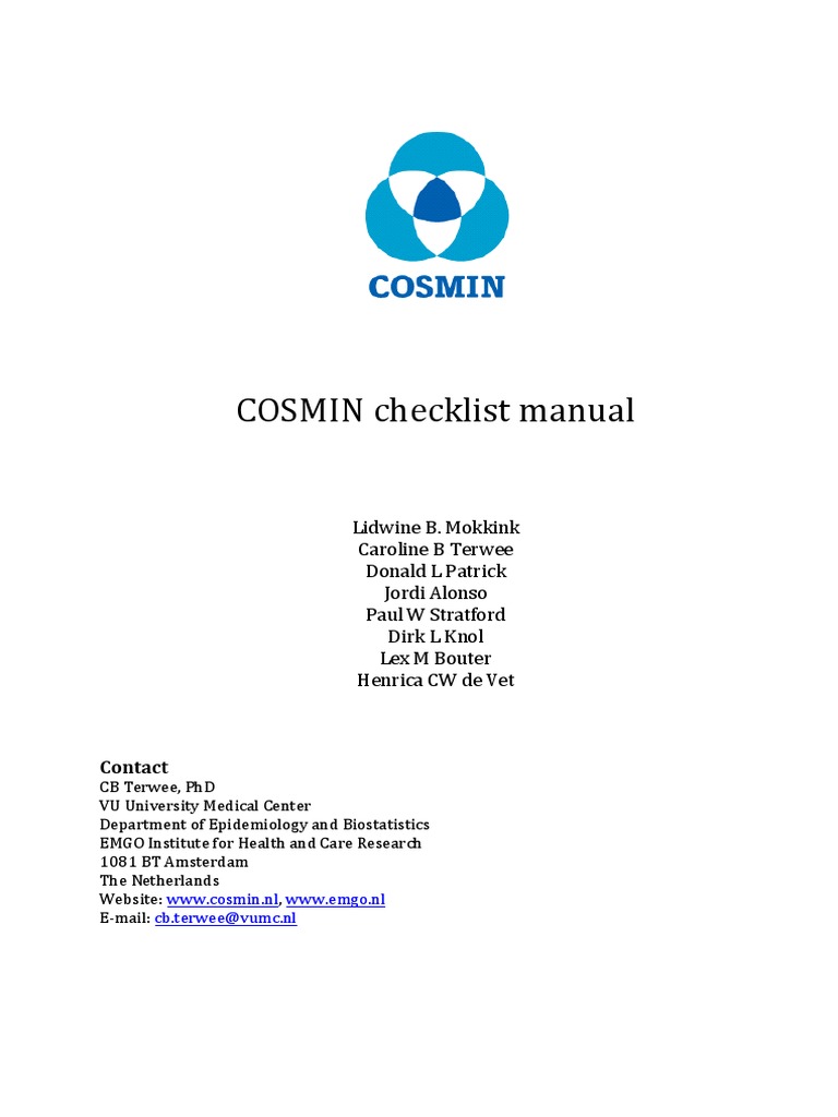 Cosmin Checklist Manual v9 | PDF