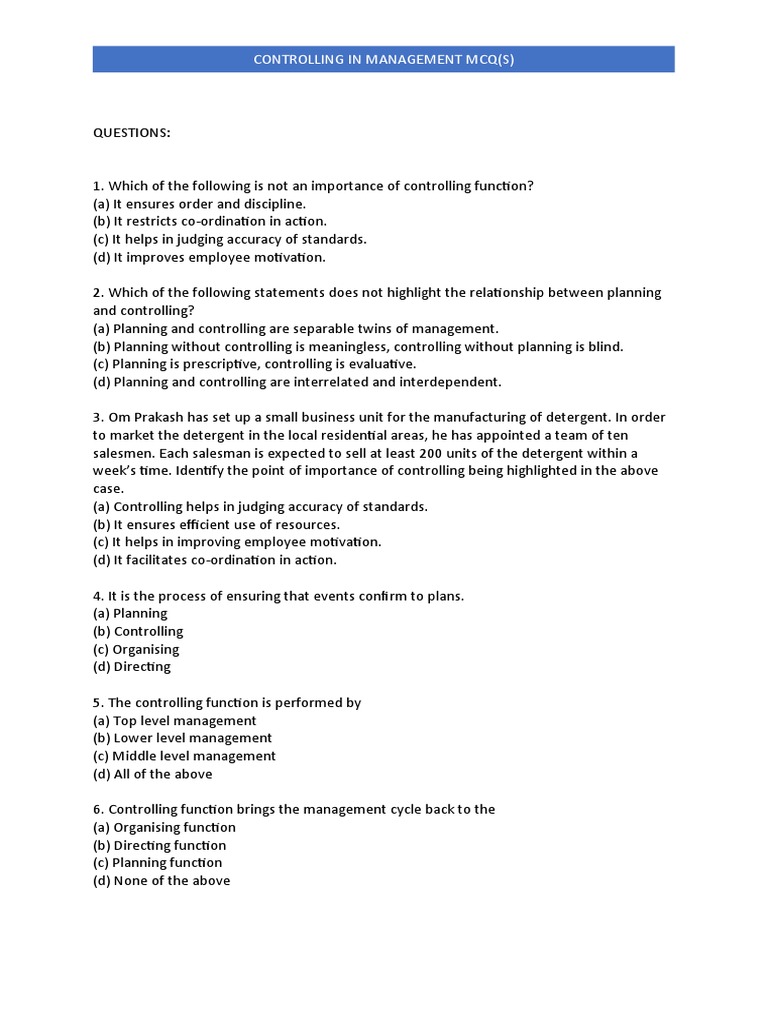 Controlling Mcqs | PDF