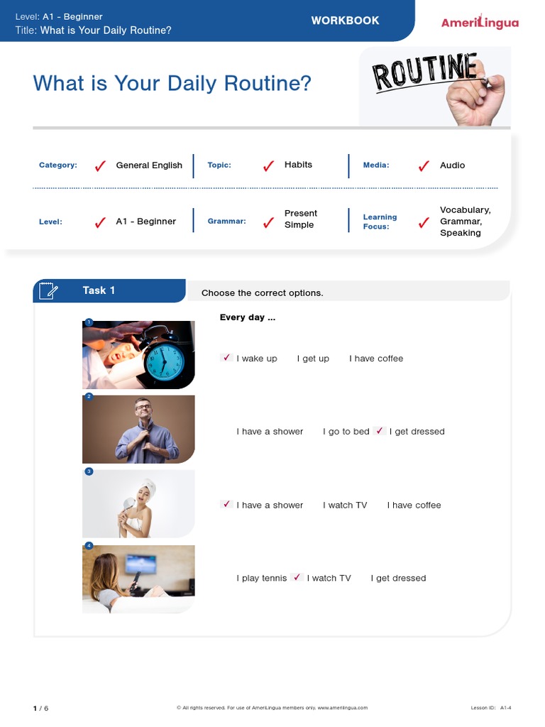 A1-4 Workbook What Is Your Daily Routine | PDF