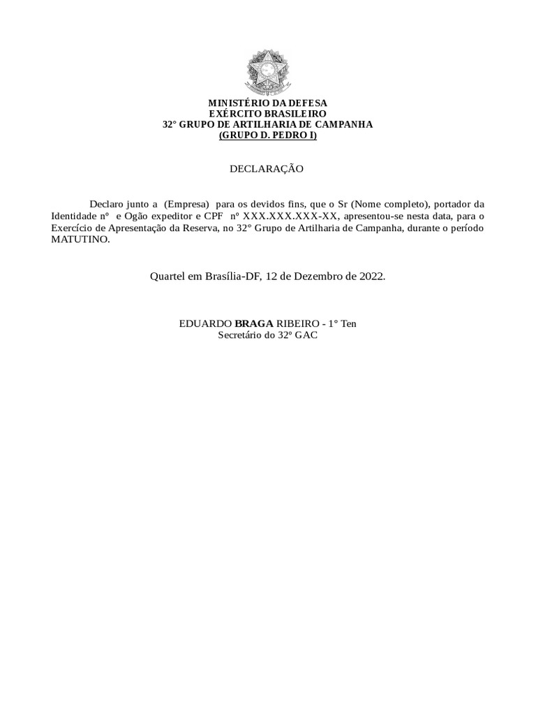 Modelo Declaração de Comparecimento | PDF Modelo Declaração de Comparecimento | PDF
