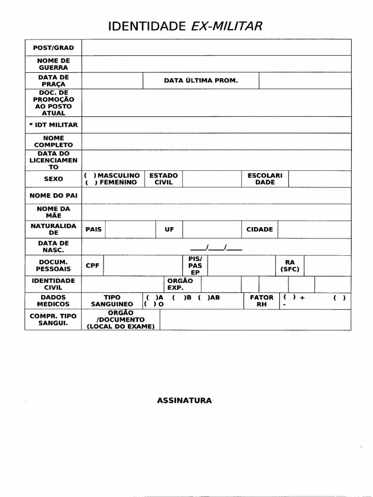 Modelo Requerimento Id Ex-Mil | PDF
