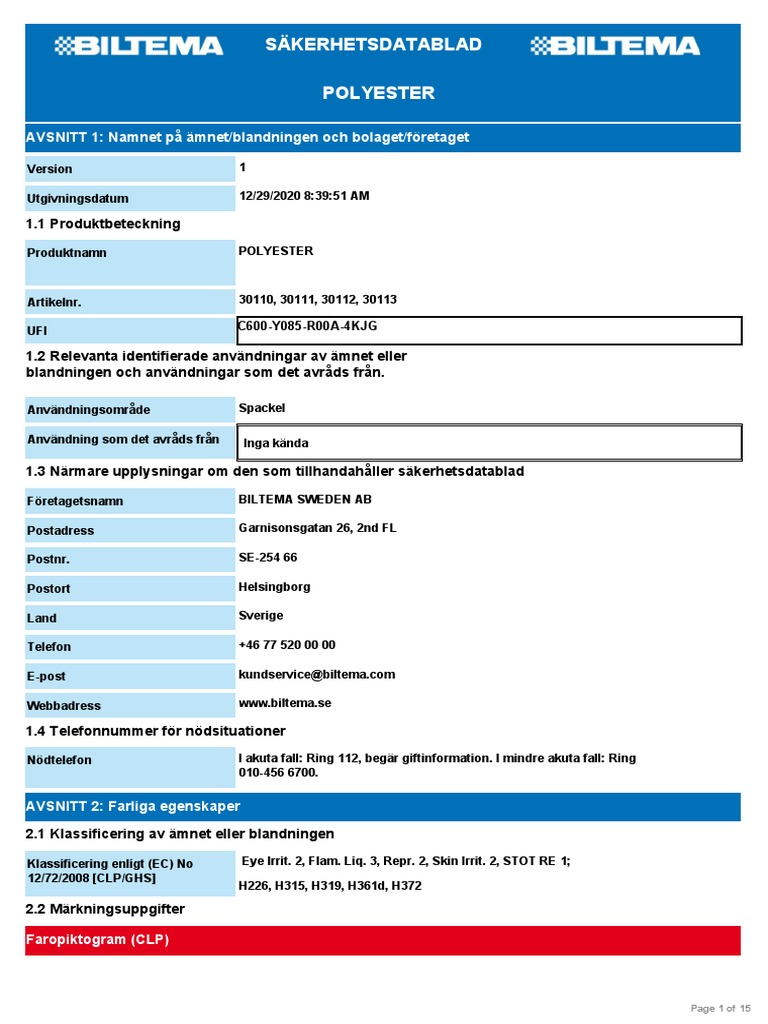 Säkerhetsdatablad | PDF