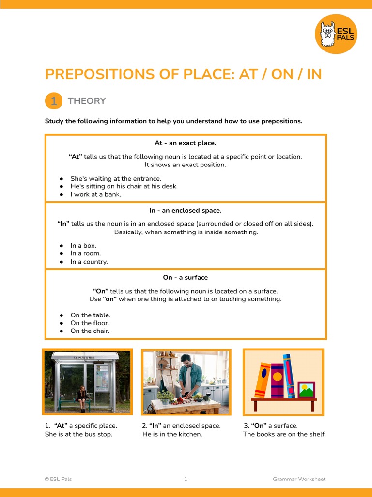 Prepositions for ESL Learners | PDF