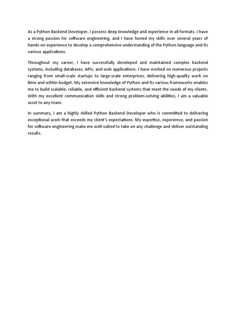 As A Python Backend Developer Pdf