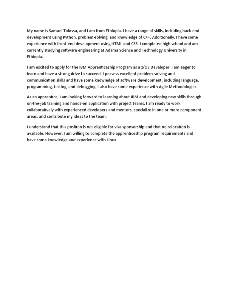 My Name Is Samuel Tolossa | PDF