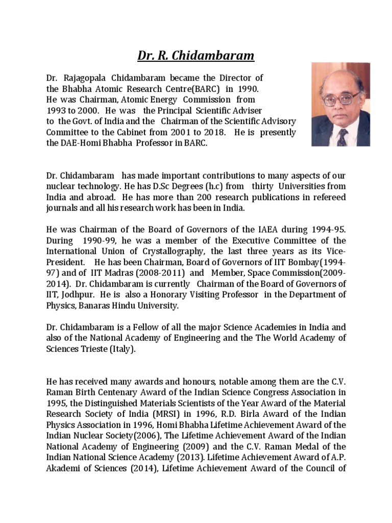 R Chidambaram | PDF | Nuclear Physics | Science R Chidambaram | PDF | Nuclear Physics | Science