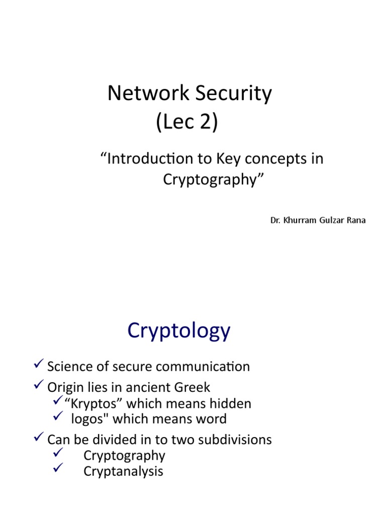 Network Security Lec 2 | PDF | Cryptography | Key (Cryptography)