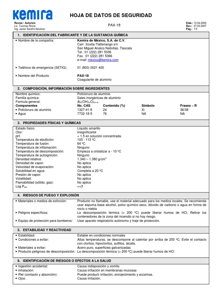 Pax-18 (MSDS) | PDF