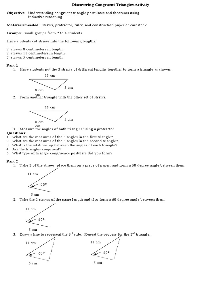 Triangle Congruence for Students | PDF