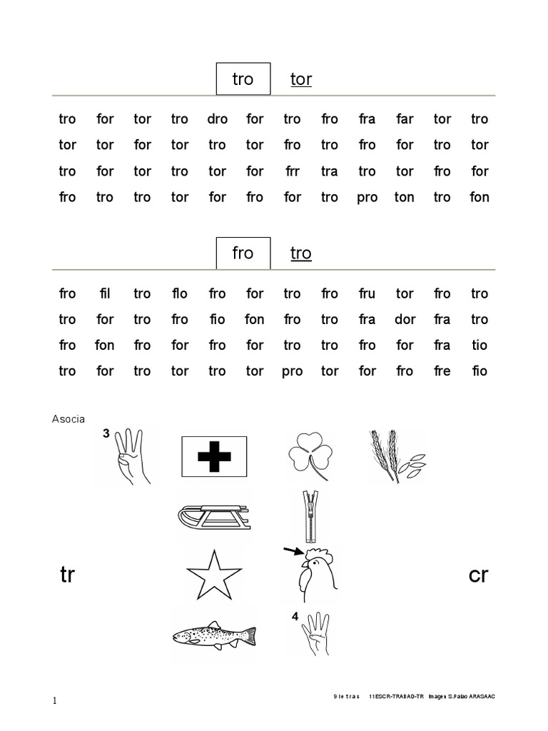 Fichas Imprimibles Palabras Con Sílabas Trabadas TR | PDF | Naturaleza