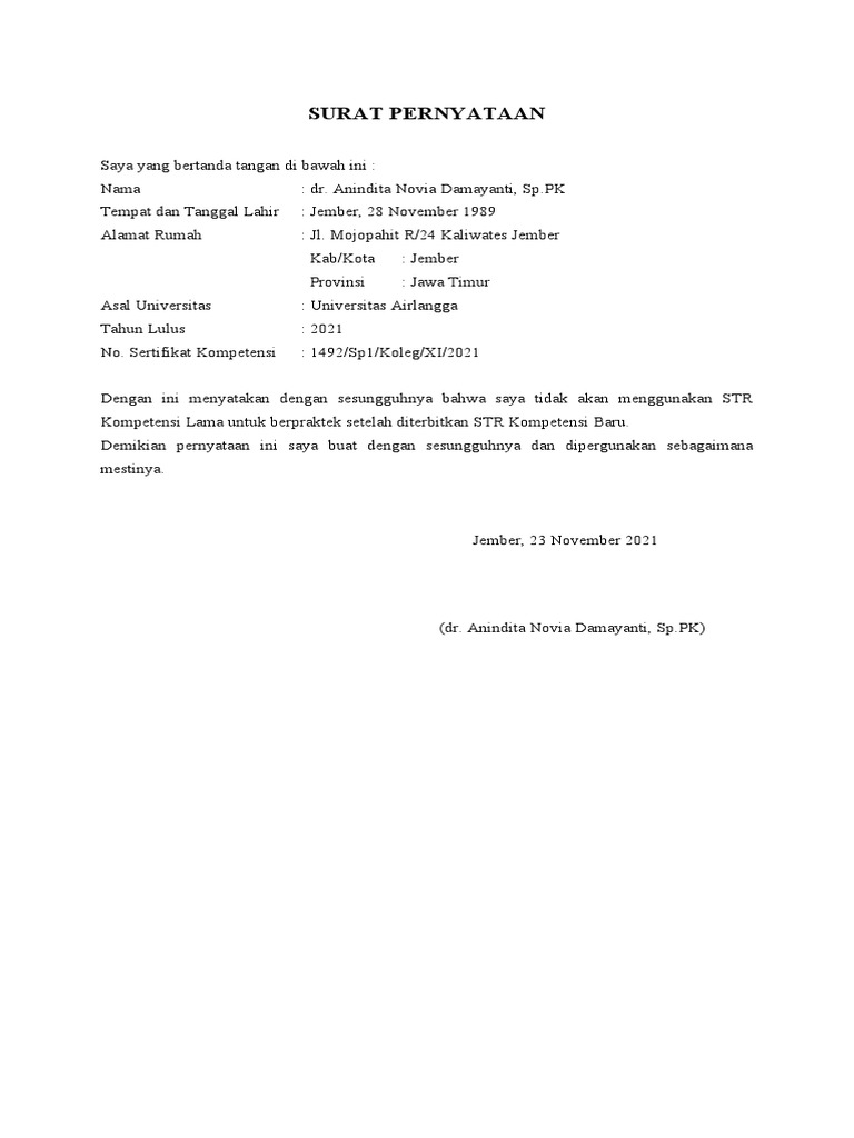 Surat Pernyataan | PDF