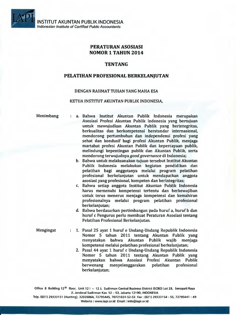 PA No 1 Tahun 2014 Tentang PPL | PDF