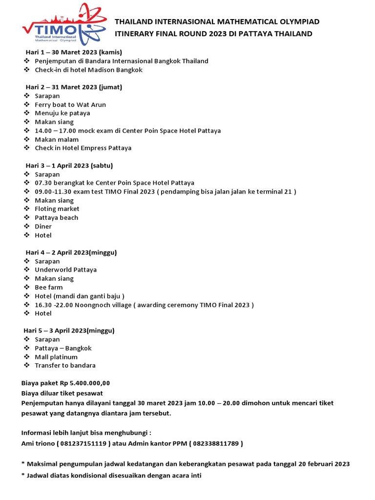 Paket Final Timo 2023 | PDF | Pattaya | Tourist Attractions