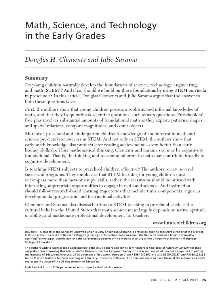 Clements 2016 Early STEM and Math | PDF