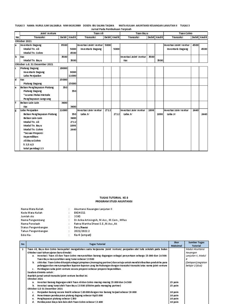 Tugas 3 Akl II 041913989 Nurul Ilmi Salsabila | PDF