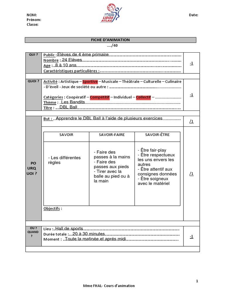 Fiche Animation Type | PDF Fiche Animation Type | PDF
