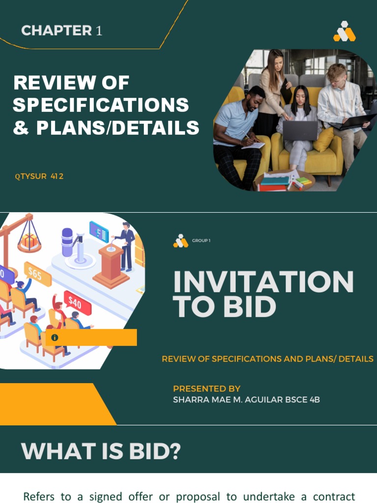 CHAPTER 1 - REVIEW OF SPECIFICATIONS AND PLANS (Powerpoints) | PDF | Procurement | Business