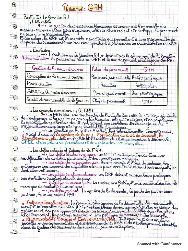 Résumé GRH | PDF