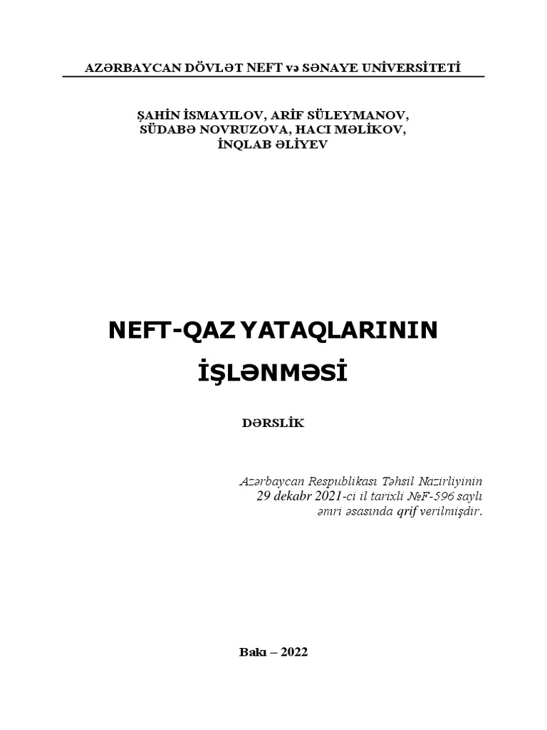 Neft Qaz Yatagının Işlənməsi 1 80 | PDF