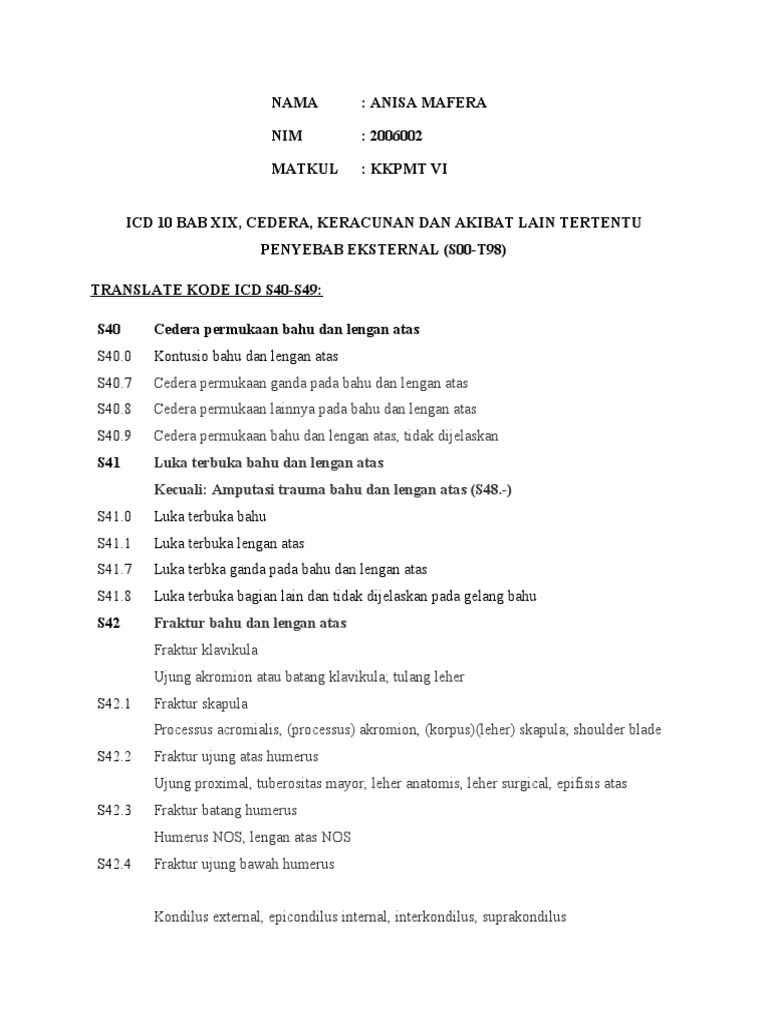 Kode ICD Cedera Bahu & Lengan | PDF
