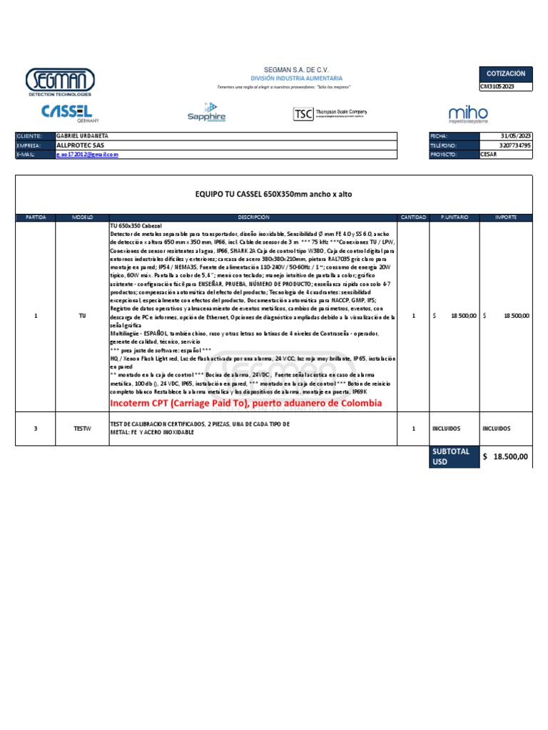 Cassel Tu Shark 2a 650X350 Colombia Allprotec Sas | PDF