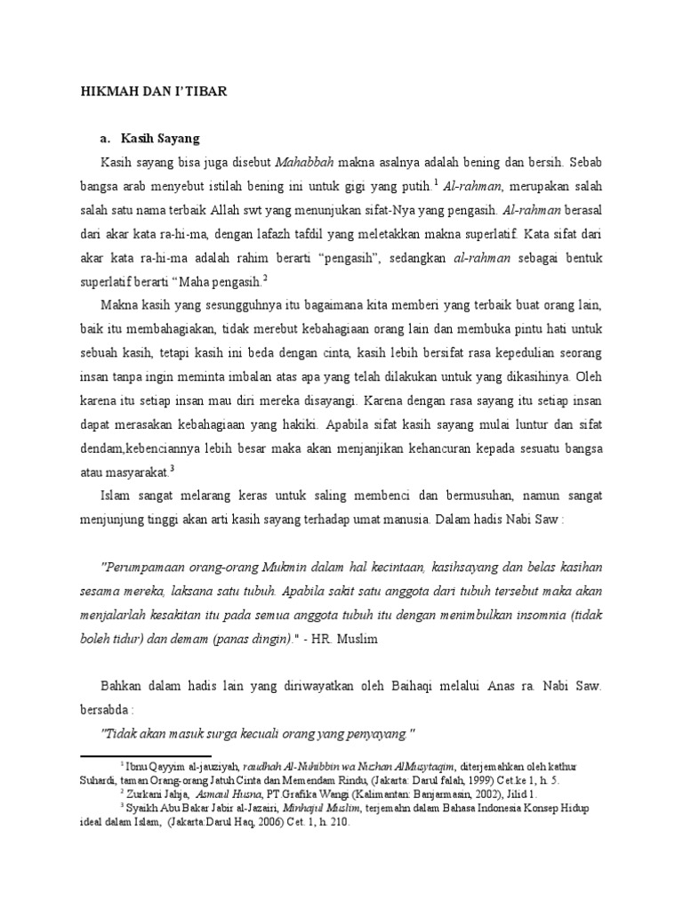 Hikmah dan I'tibar dalam Kasih Sayang | PDF
